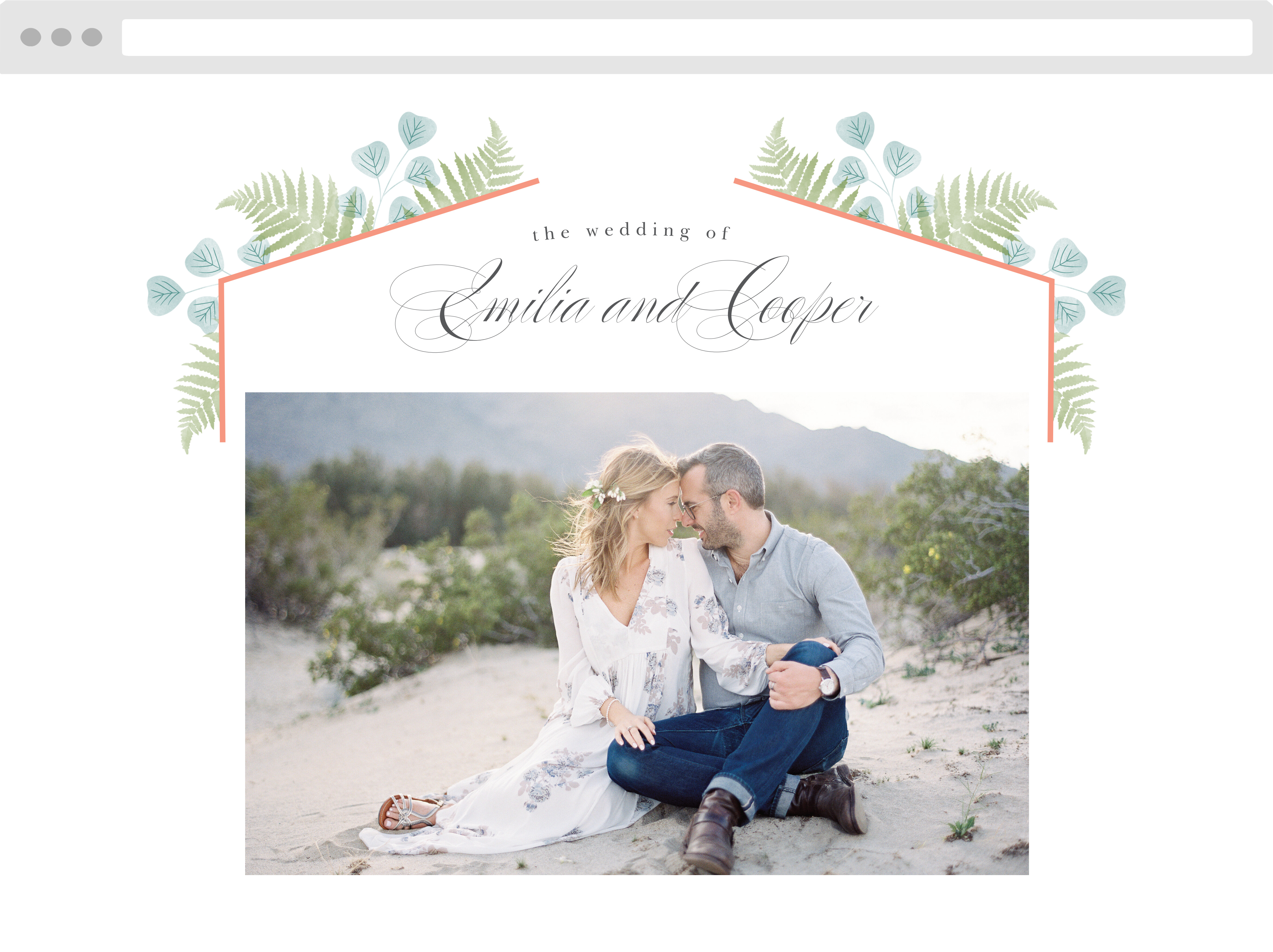 Angled Foliage Wedding Website by Basic Invite