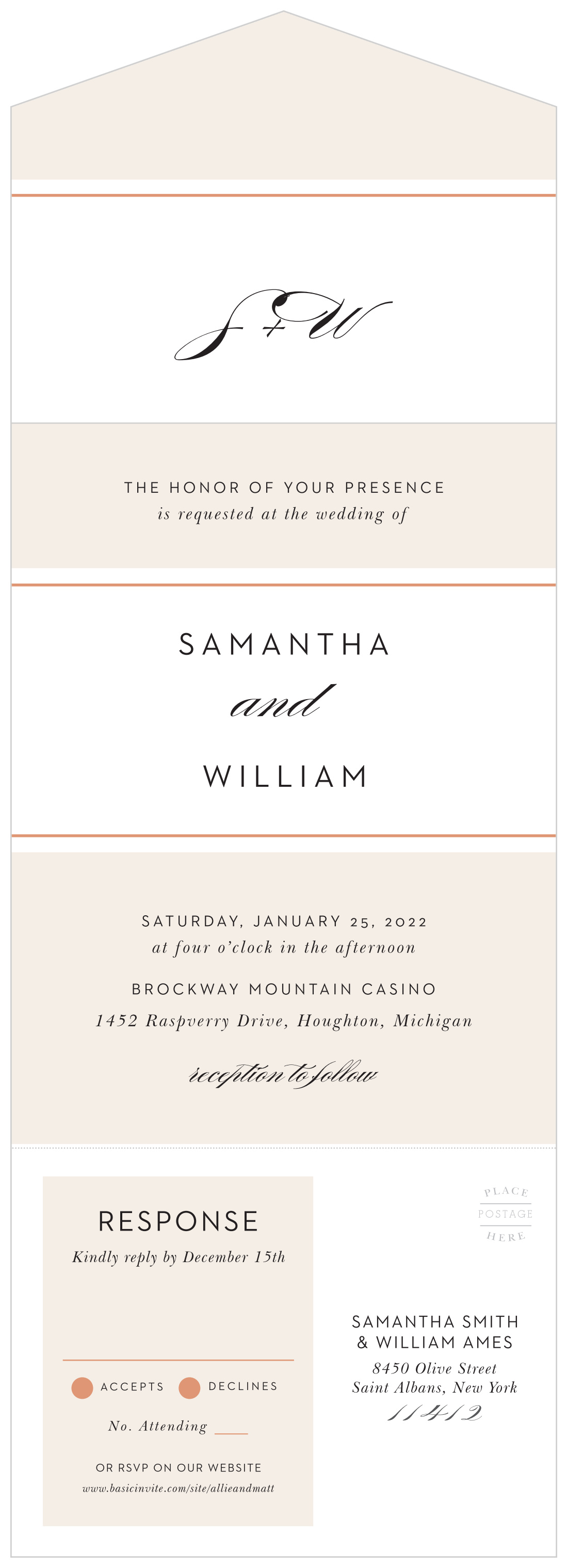 Napoli Mod Seal & Send Wedding Invitations by Basic Invite