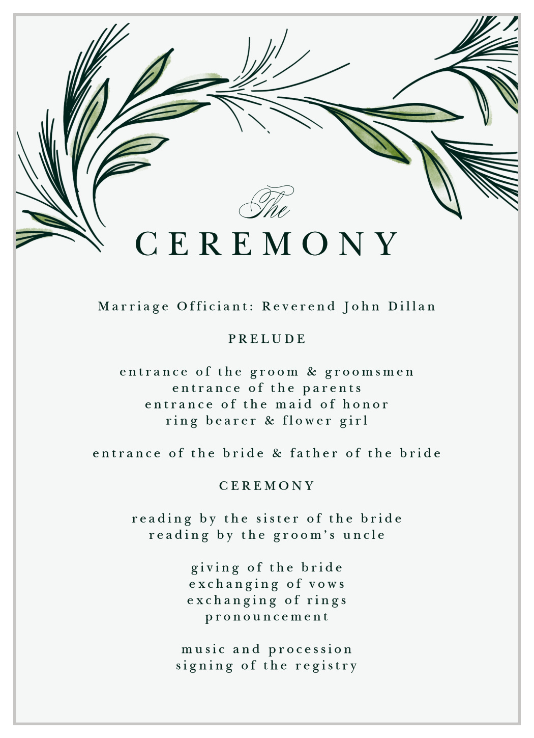 Spring Foliage Wedding Programs by Basic Invite