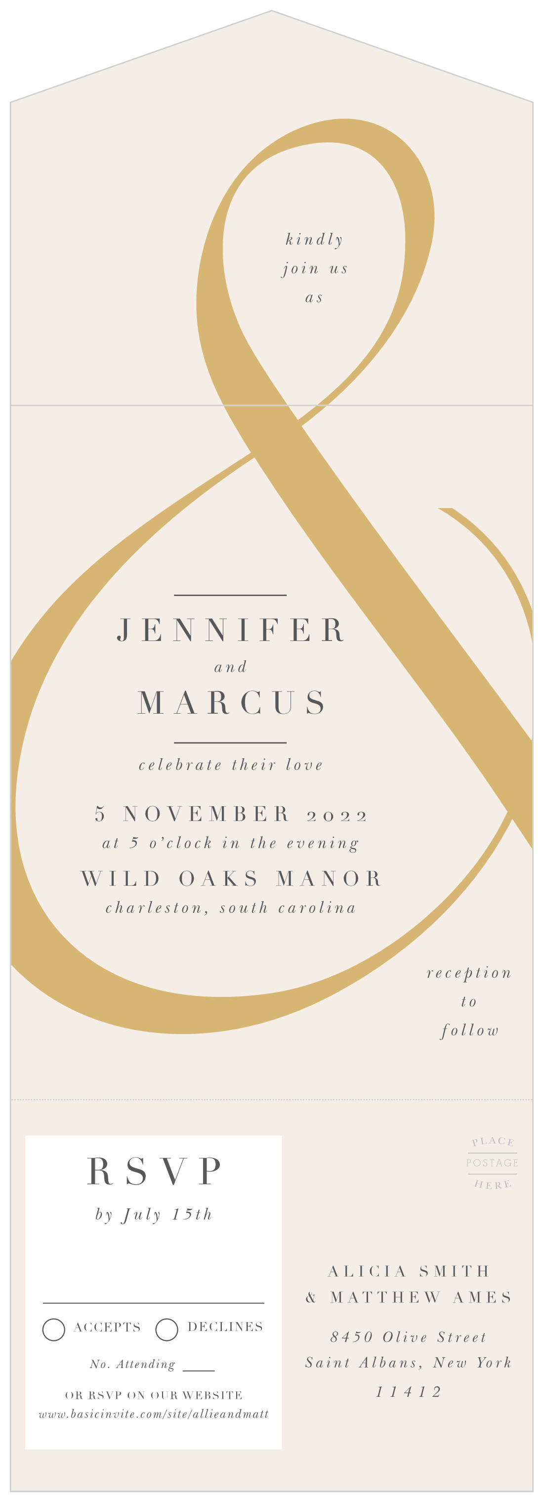 Modern Ampersand Seal & Send Wedding Invitations by Basic Invite