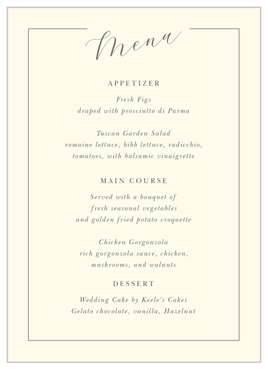 Wedding Menus | Design Your Menu Instantly Online! - Basic Invite