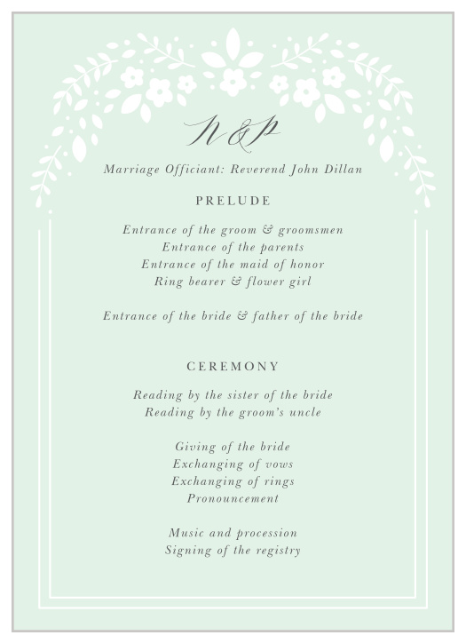 Botanic Garden Wedding Menus by Basic Invite
