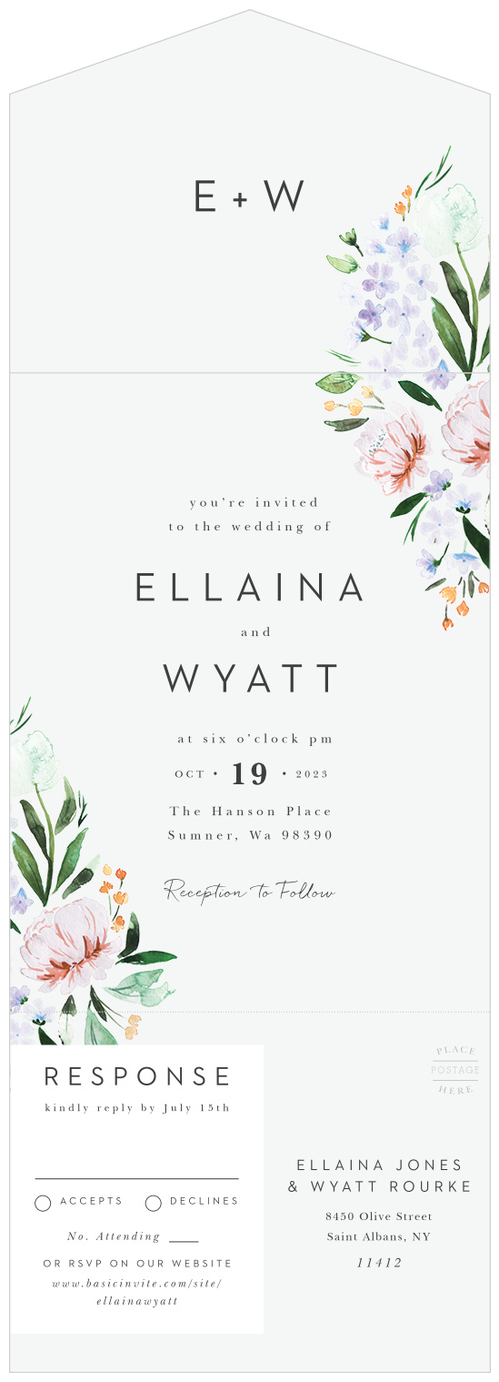 Floral Cascade Wedding Programs by Basic Invite