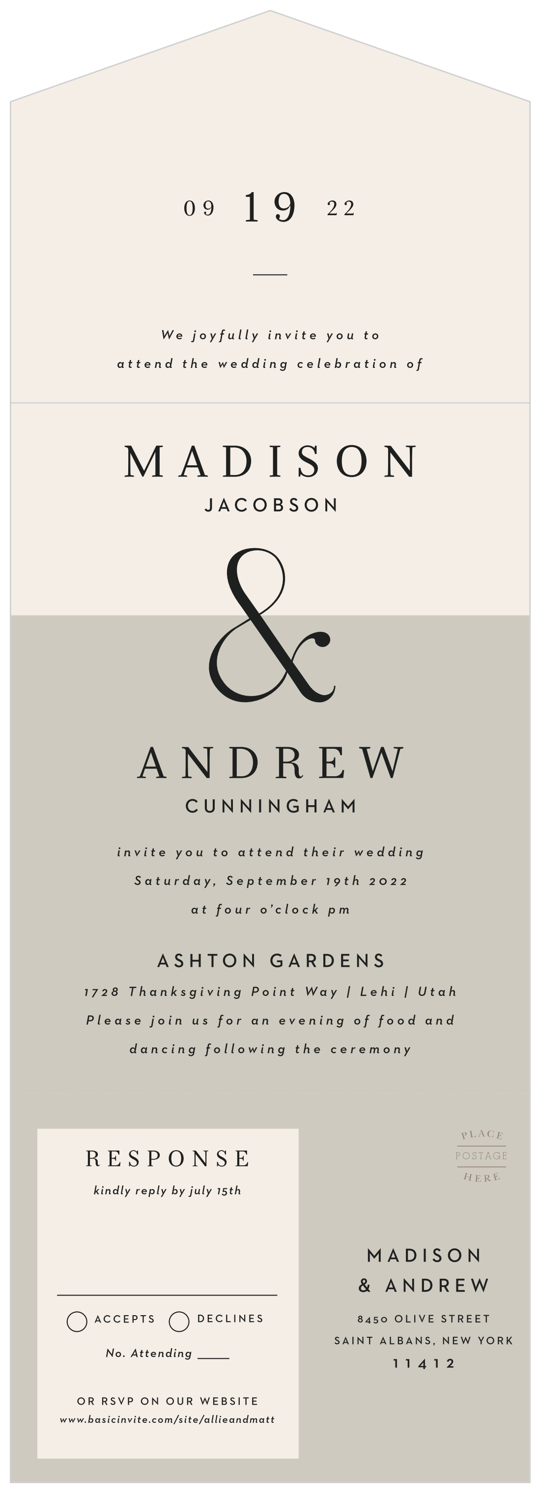 Split Type Seal & Send Wedding Invitations by Basic Invite