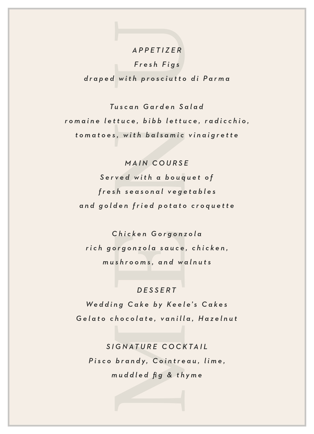 Split Type Wedding Menus by Basic Invite