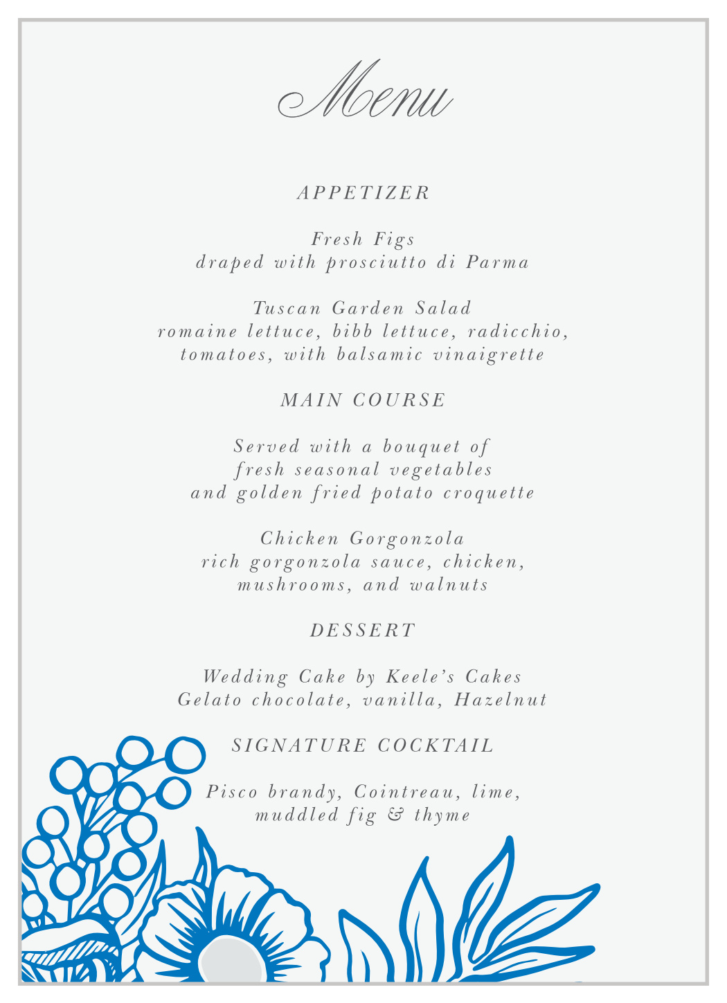 Bold Florals Wedding Menus by Basic Invite