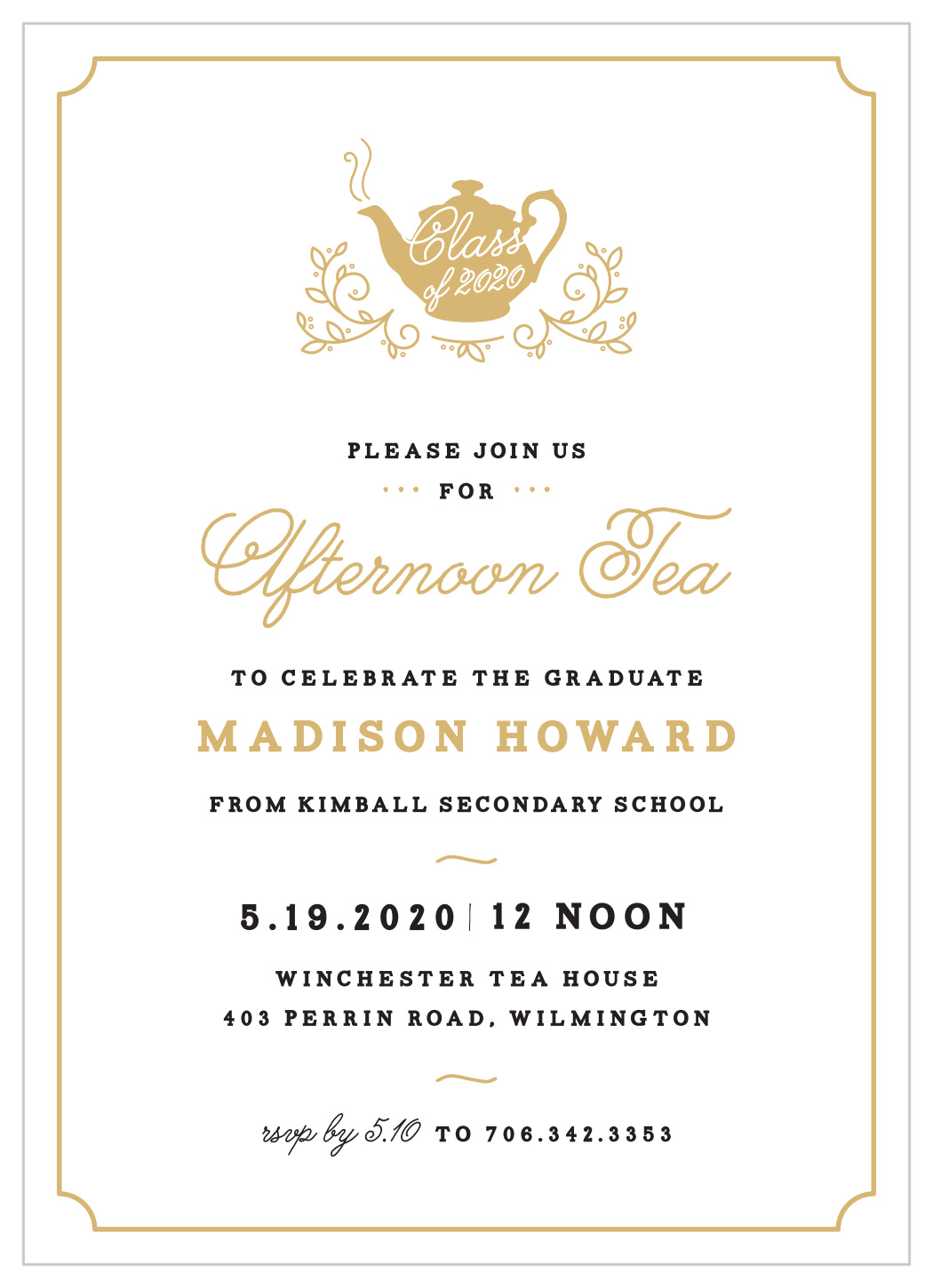 Graduation Tea Party Graduation Invitation by Basic Invite