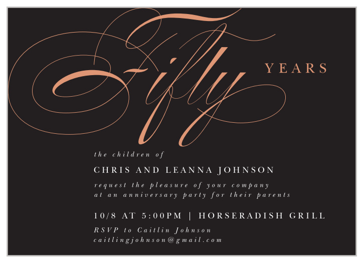 Anniversary Invitations | Match Your Color & Style Free! - Basic Invite