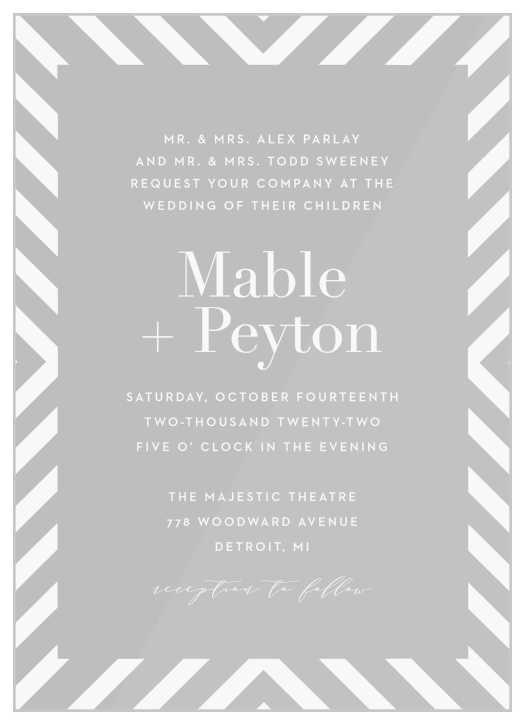 Boldly Striped Clear Wedding Menus by Basic Invite