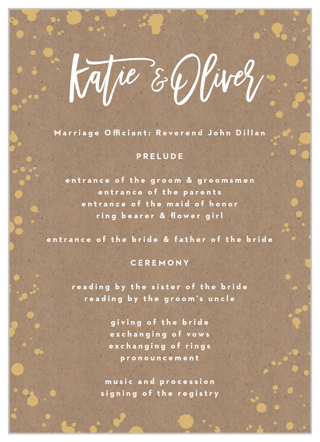 Classic Kraft Wedding Programs by Basic Invite