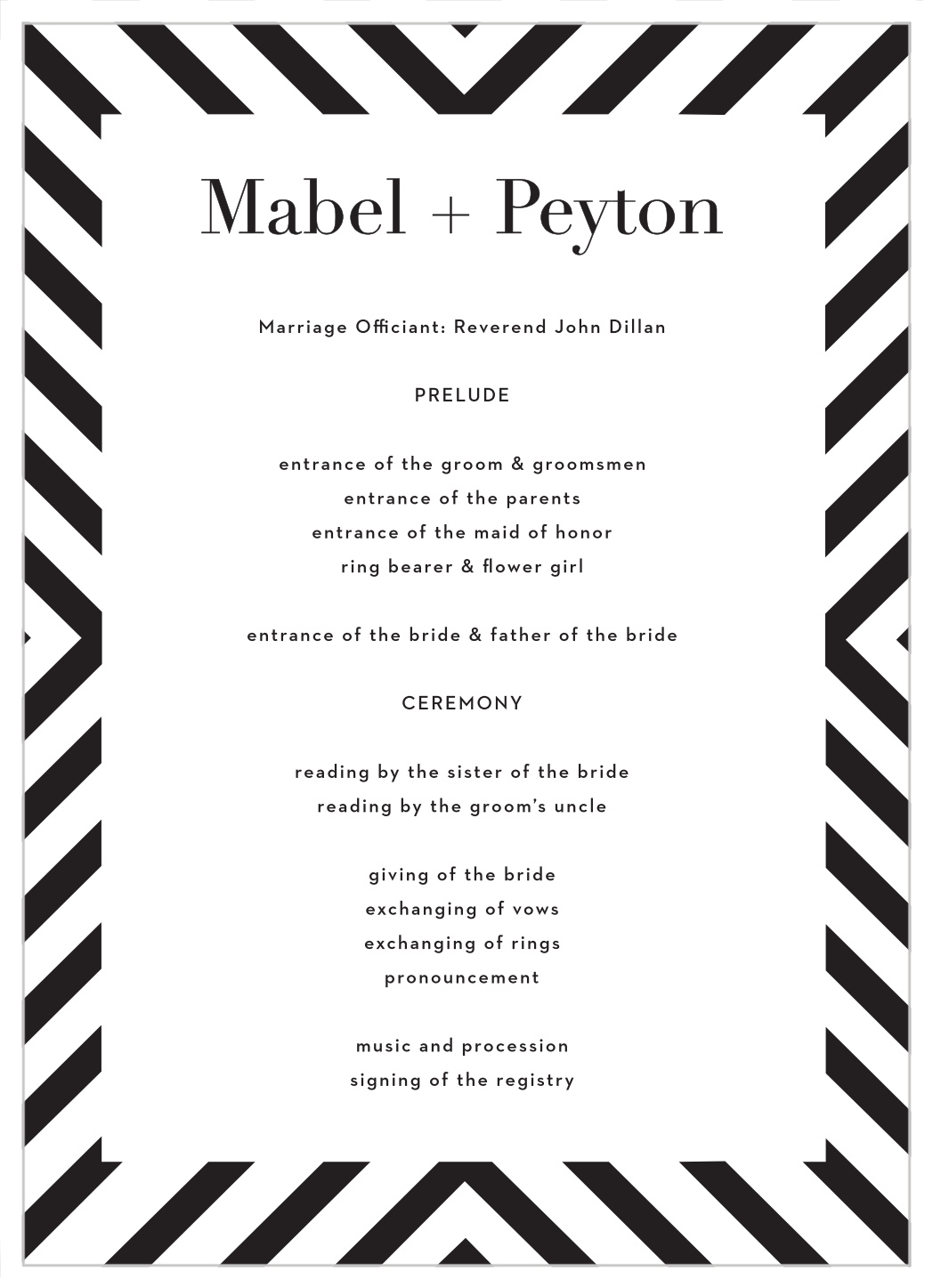 Boldly Striped Wedding Programs by Basic Invite