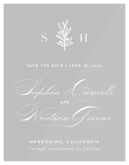 Monogram Sprig Clear Wedding Menus by Basic Invite