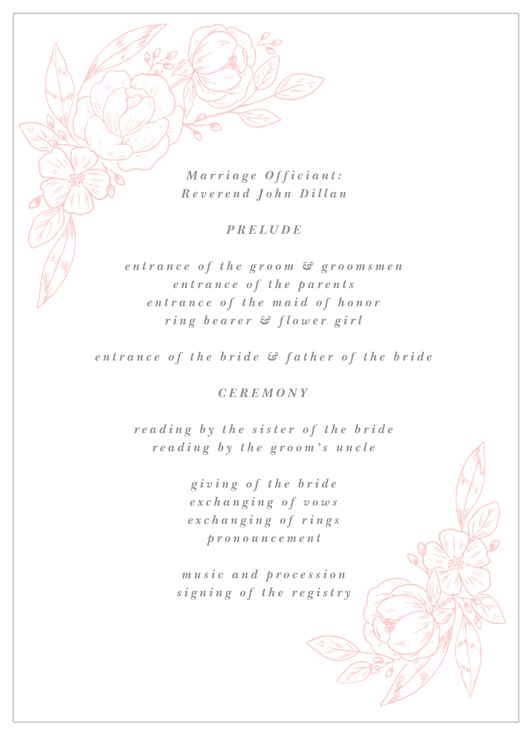 Fine Florals Wedding Programs by Basic Invite