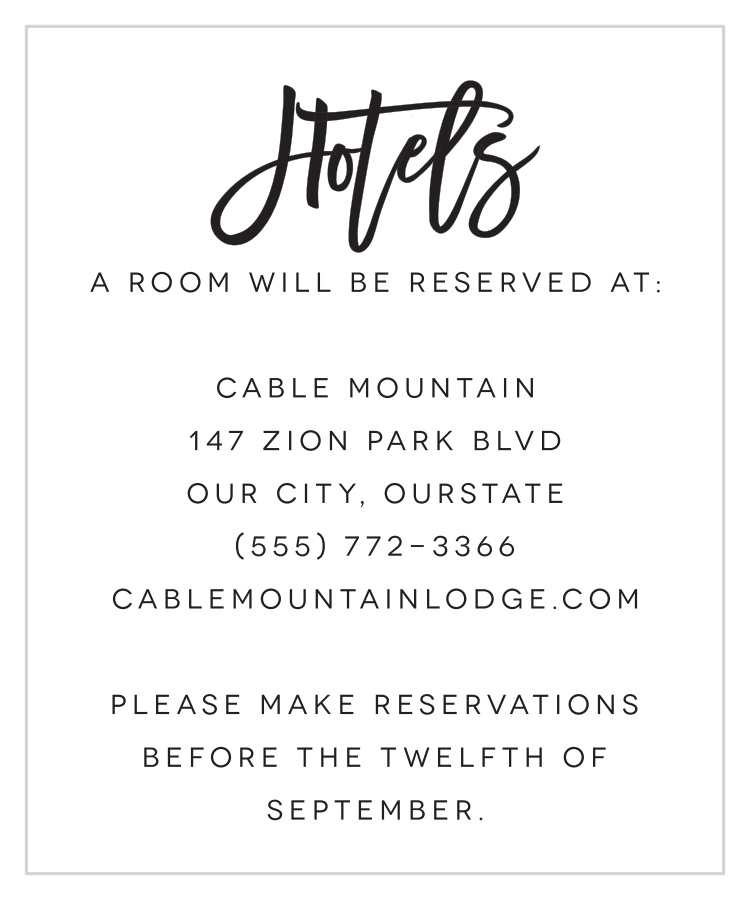 Textured Script Accommodation Cards by Basic Invite