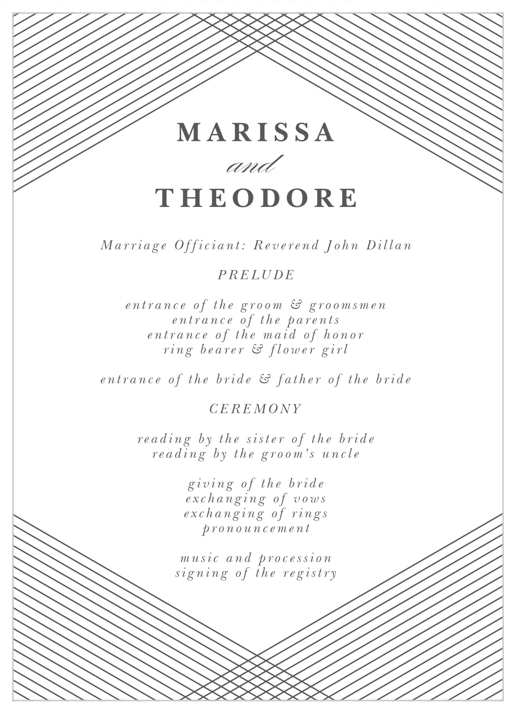 Modern Hexagon Wedding Programs by Basic Invite