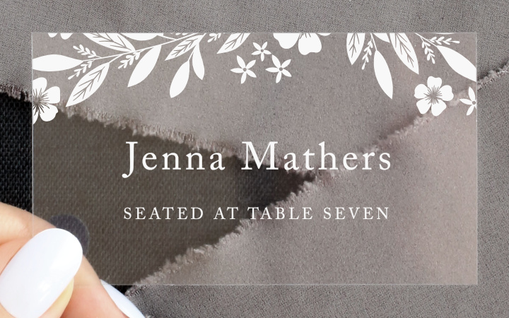 Sophisticated Border Clear Place Cards by Basic Invite