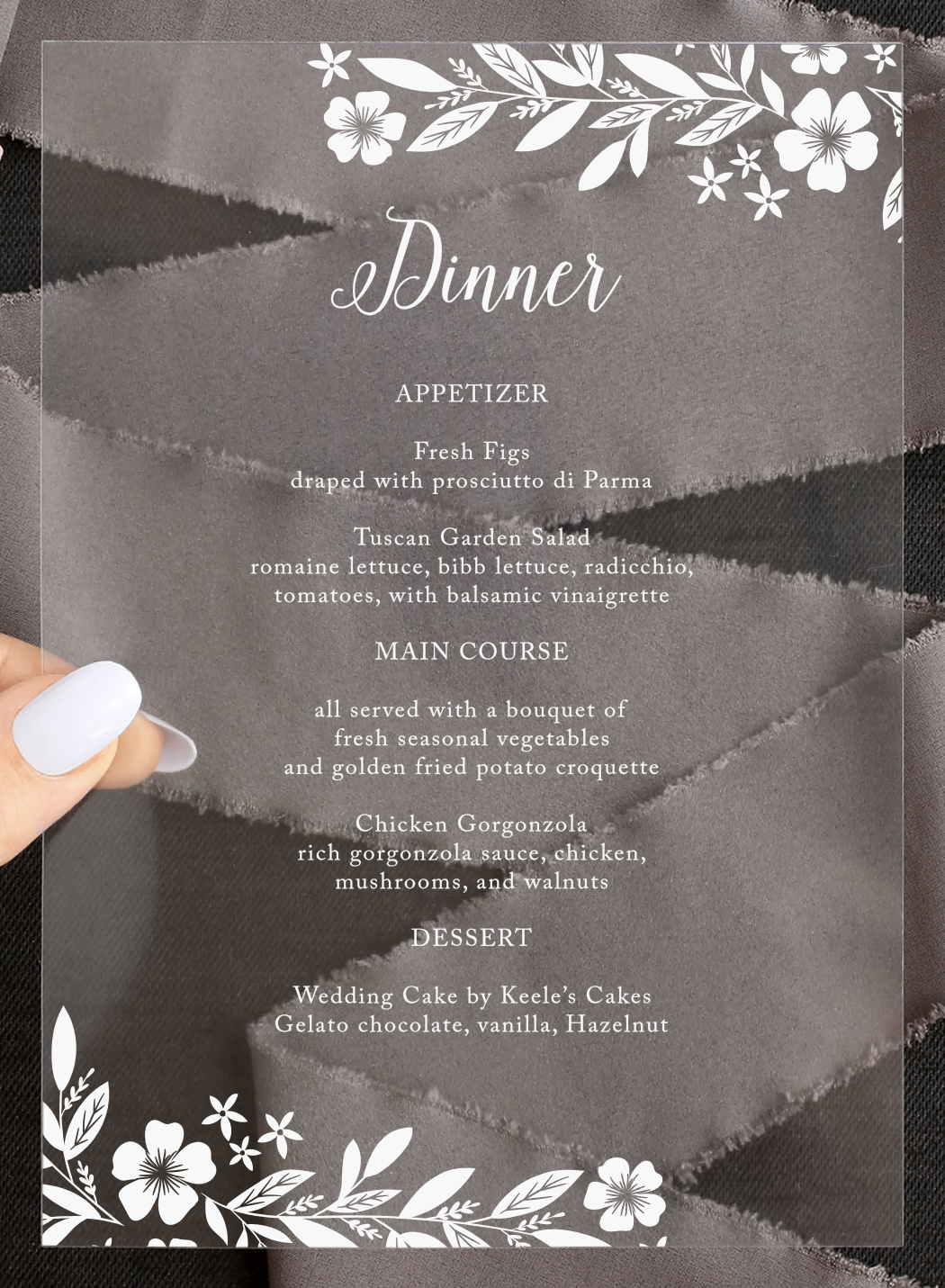 Sophisticated Border Clear Wedding Menus by Basic Invite