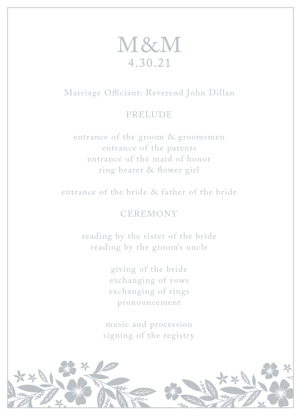 Sophisticated Border Wedding Programs by Basic Invite