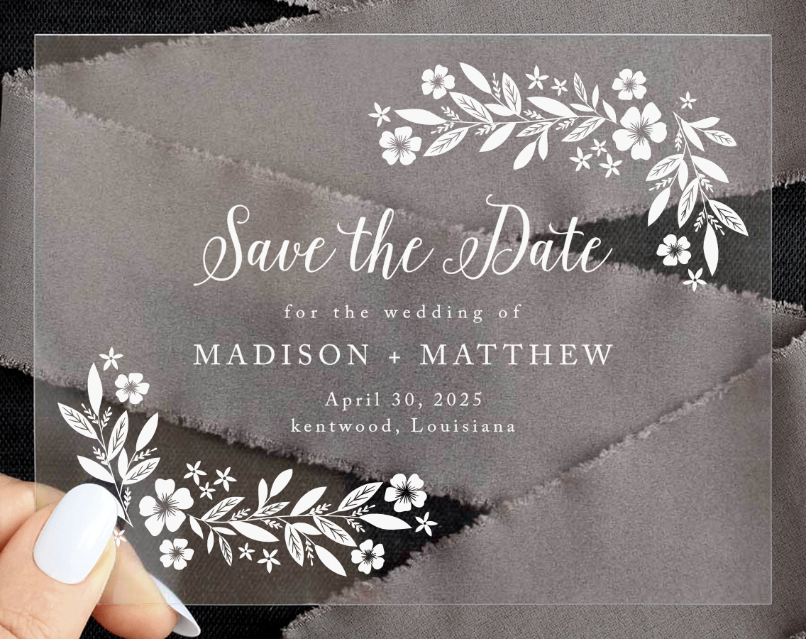 Sophisticated Border Clear Save The Date Cards by Basic Invite
