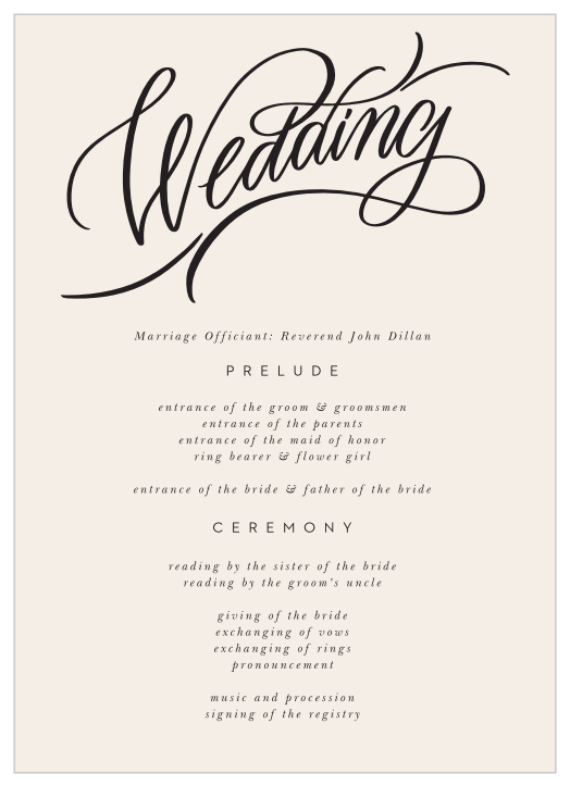 Wedding Programs | Match Your Colors & Style Free! - Basic Invite