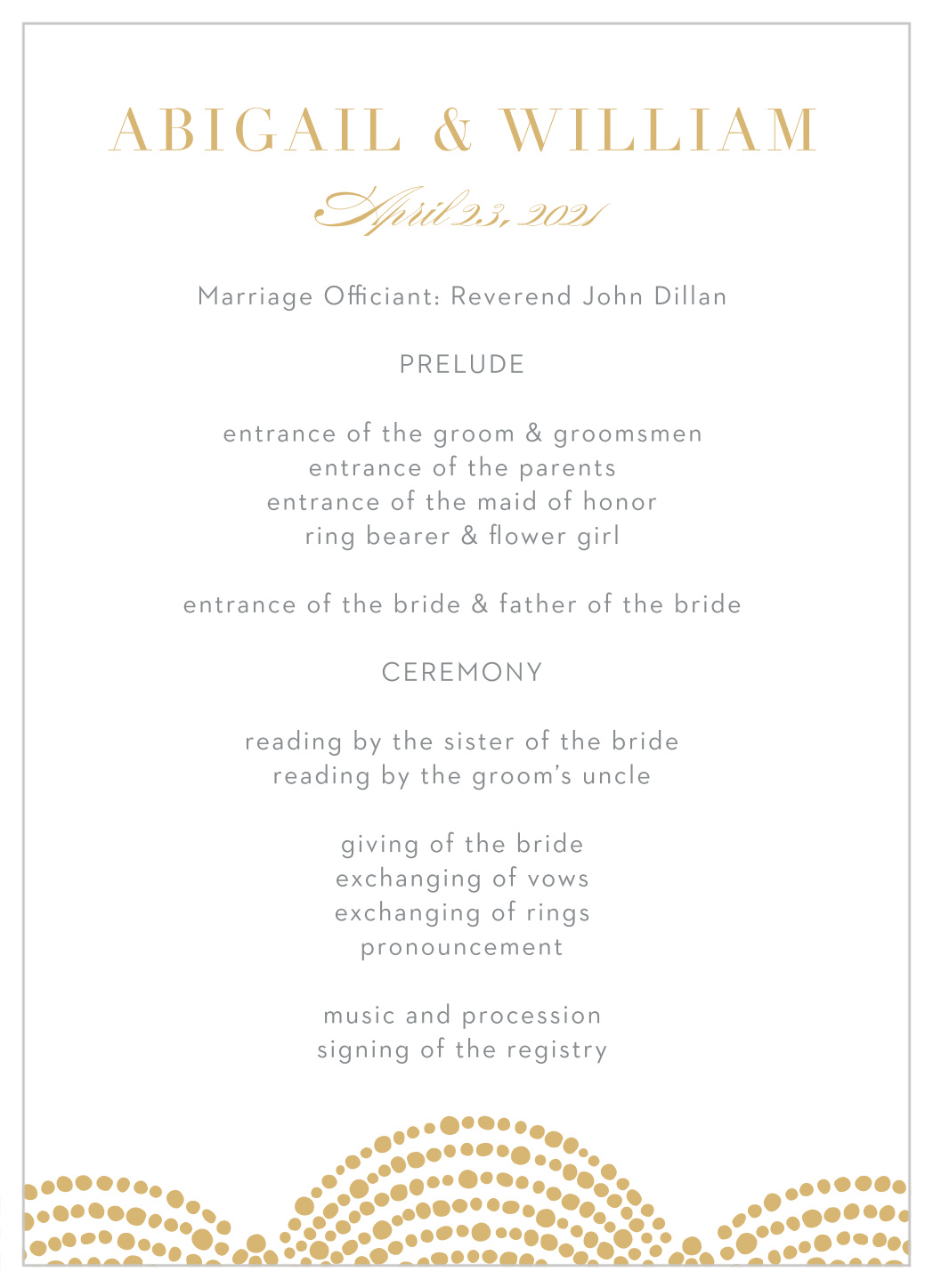 Dotted Border Wedding Programs by Basic Invite