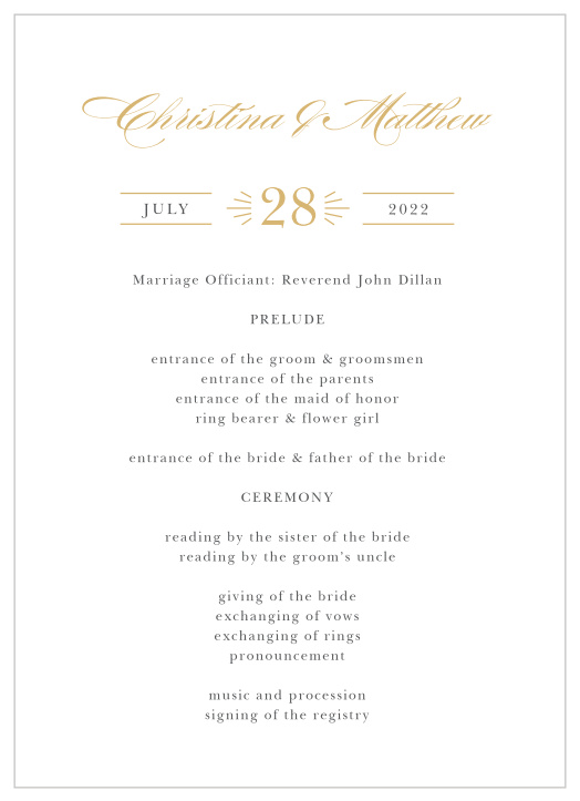 Wedding Programs | Match Your Colors & Style Free! - Basic Invite