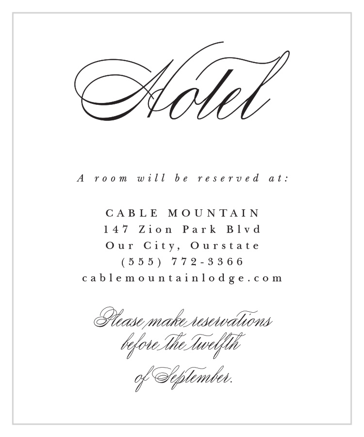 Classical Tradition Accommodation Cards by Basic Invite
