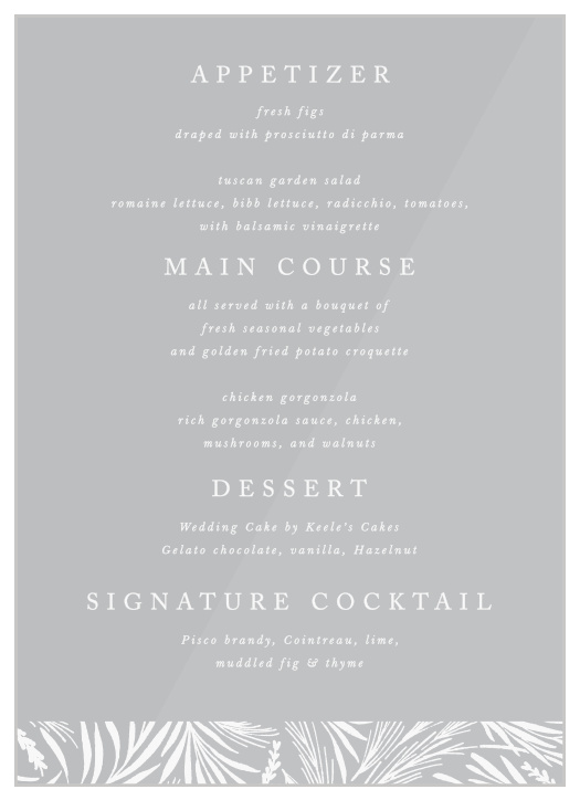 Elegant Wedding Menus - Match Your Color & Style Free!
