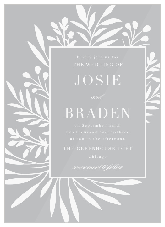 Offset Blooms Clear Wedding Menus by Basic Invite