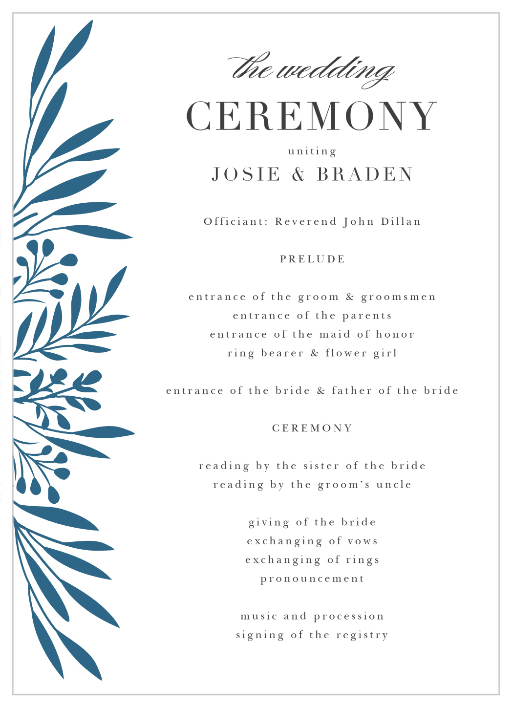 Offset Blooms Wedding Programs by Basic Invite