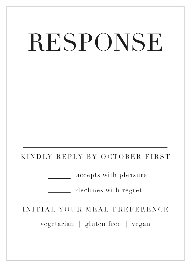 Classic Editorial Response Cards by Basic Invite