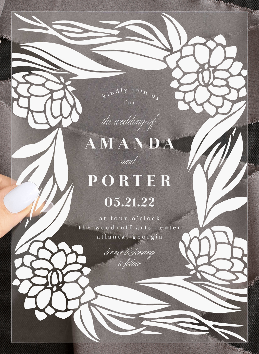 Rich Florals Clear Wedding Invitations by Basic Invite