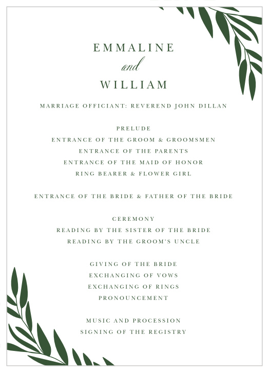 Wedding Programs | Match Your Colors & Style Free! - Basic Invite