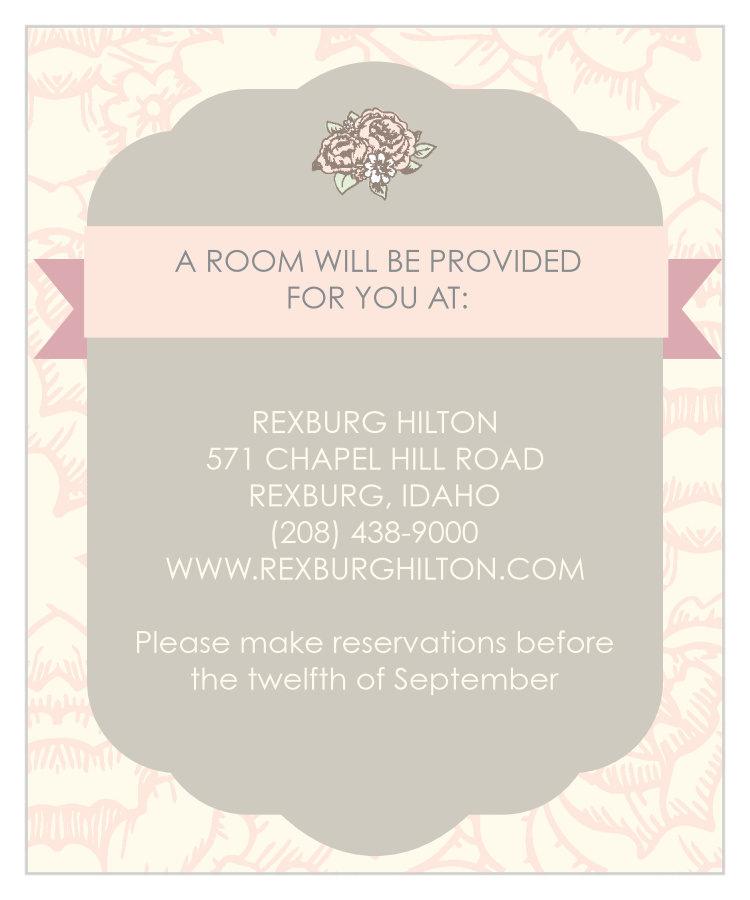 Subtle Peonies Accommodation Cards by Basic Invite