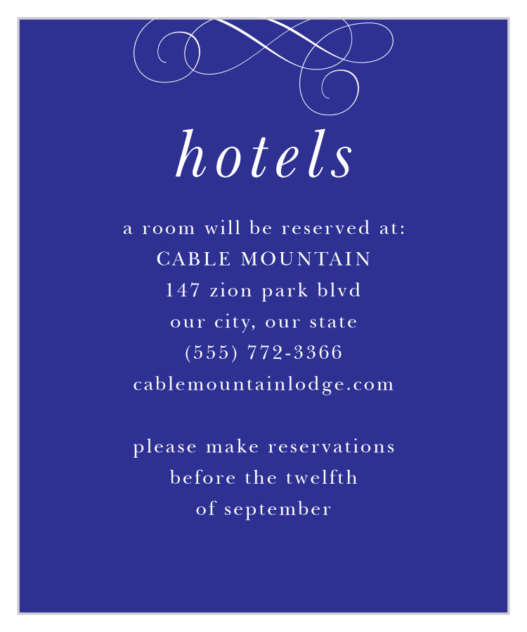 Chic Elegance Accommodation Cards by Basic Invite