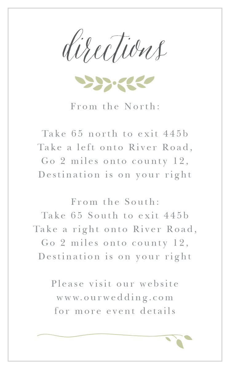 Blushing Foliage Direction Cards by Basic Invite