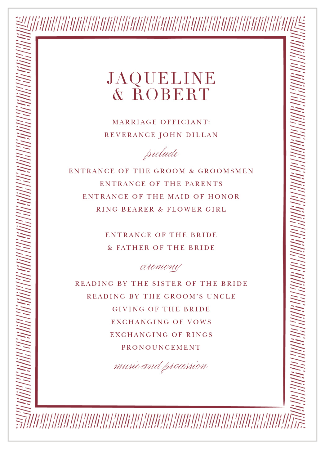 Handdrawn Frame Wedding Programs by Basic Invite