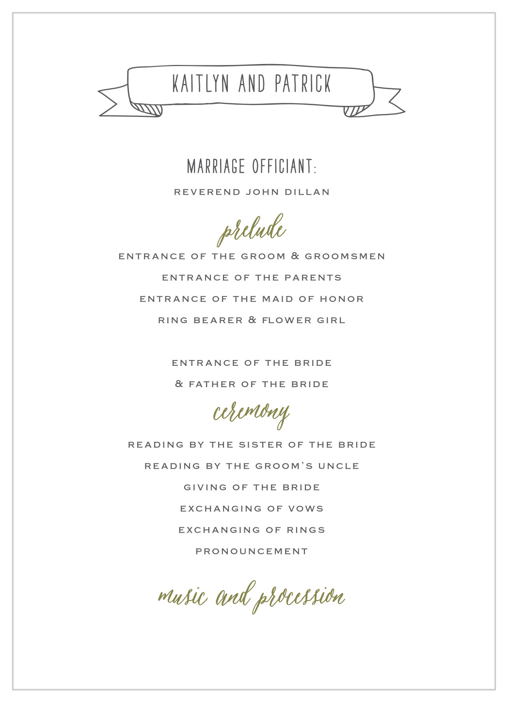 Chalkboard Inscription Wedding Programs by Basic Invite