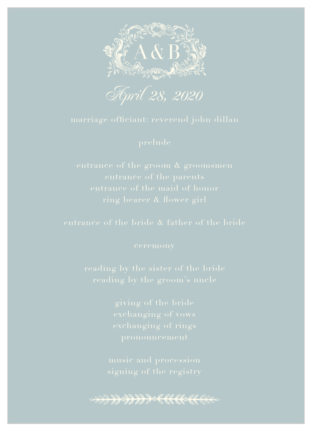 Simple Cursive Wedding Programs by Basic Invite