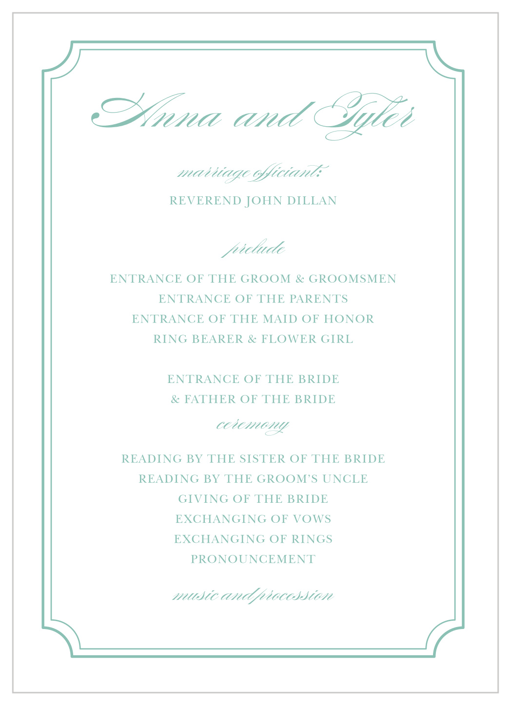Simple Frame Wedding Programs by Basic Invite