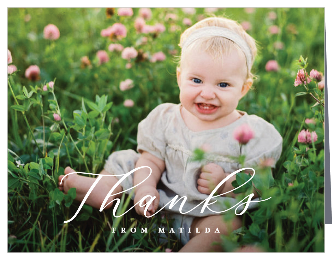 Cutely Surrounded First Birthday Thank You Cards by Basic Invite