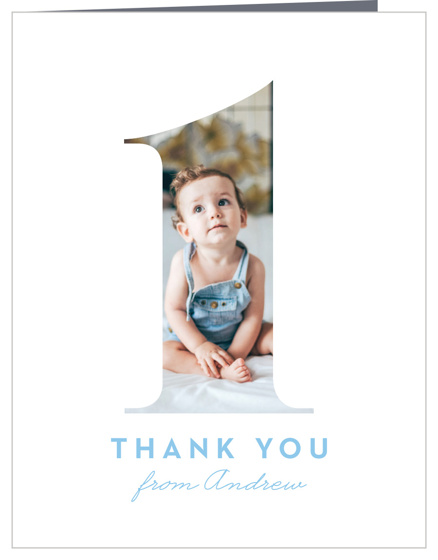 Elegant Photo First Birthday Thank You Cards by Basic Invite