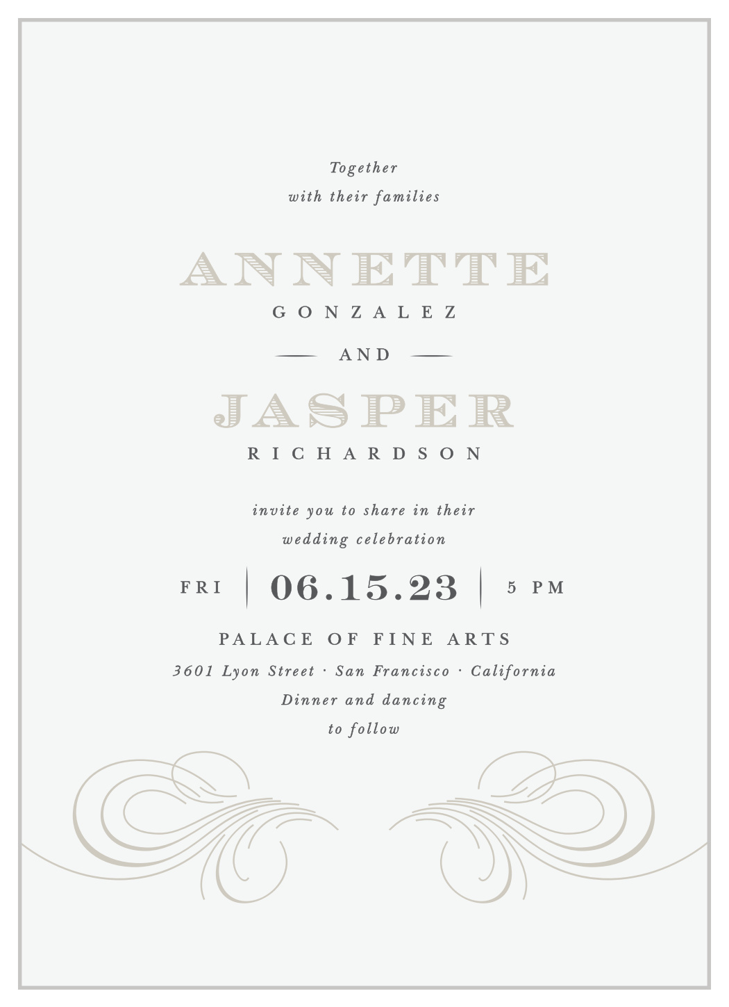 Streamlined Scroll Wedding Invitations by Basic Invite