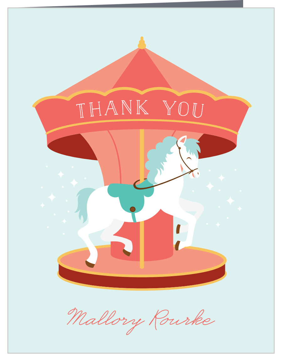 Merry-Go-Round First Birthday Thank You Cards by Basic Invite