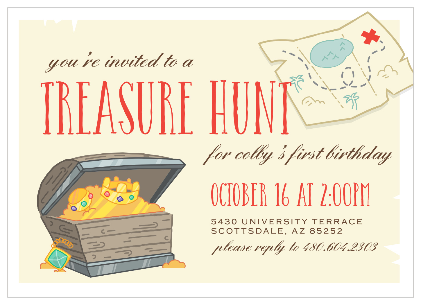 Treasure Hunt First Birthday Invitations by Basic Invite