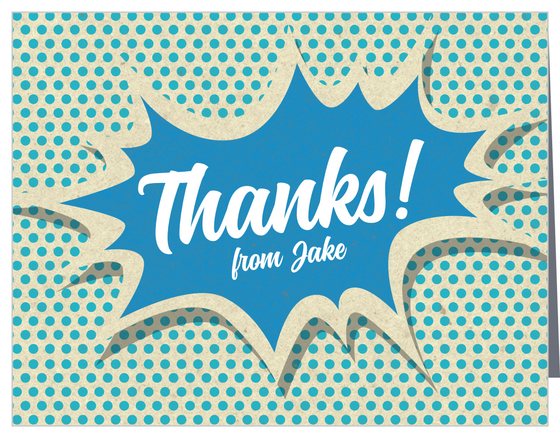Comic Pow First Birthday Thank You Cards by Basic Invite