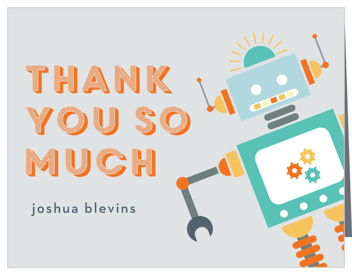 Robot Celebration First Birthday Thank You Cards by Basic Invite