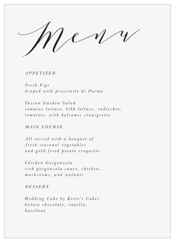 Amazing Wedding Menus - Match Your Color & Style Free!