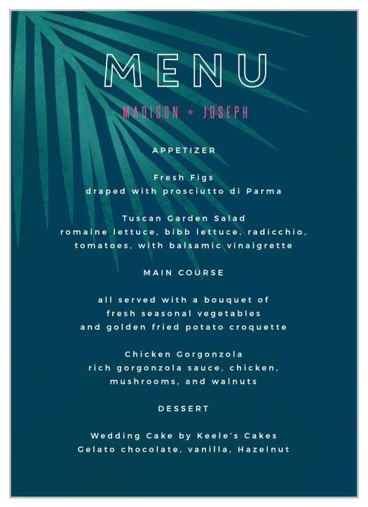 Watercolor Wedding Menus - Match Your Color & Style Free!