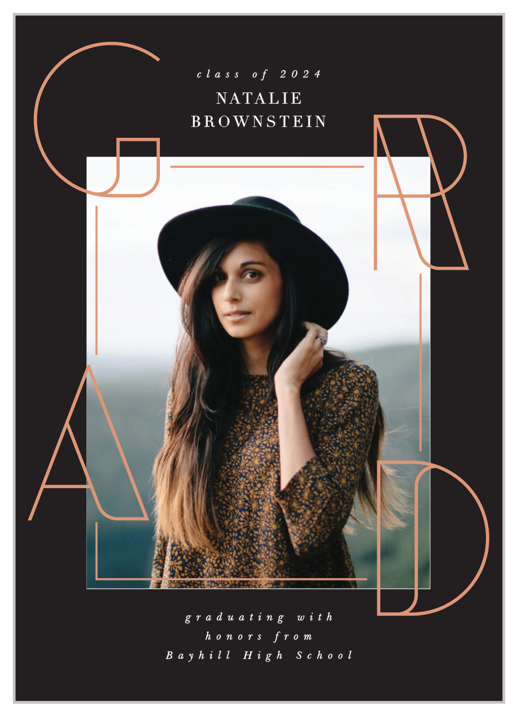 Outlined Grad Graduation Announcements by Basic Invite